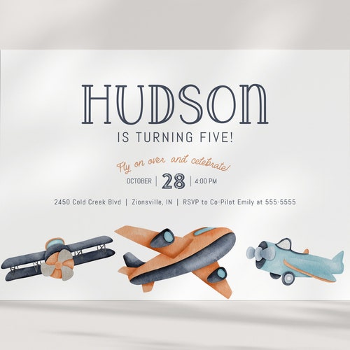 Editable Vintage Airplane Invitation Any Age Boy Invite - Etsy