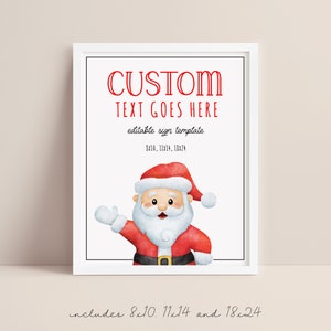 Editable Santa Christmas Party Sign - Santa's Workshop Holiday Welcome ...