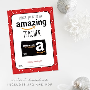 Amazon Gift Card Holder Teacher Holiday Gift Printable Amazing Teacher ...
