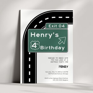 Interstate Birthday Party Banner - Highway Exit Sign, Patrol, Driving ...