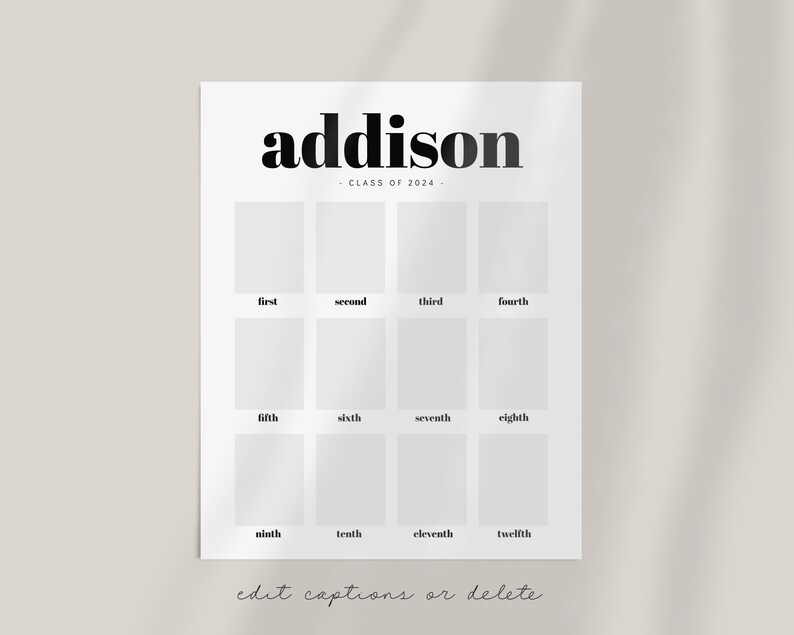 Graduation Photo Template, Grad Party Photo Collage Sign, First-senior ...