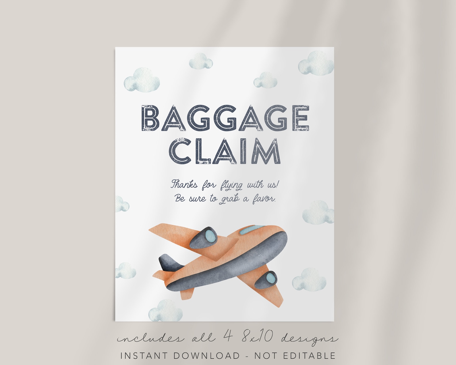 Vintage Airplane Party Signs - Baggage Claim - Drop off - in Flight ...