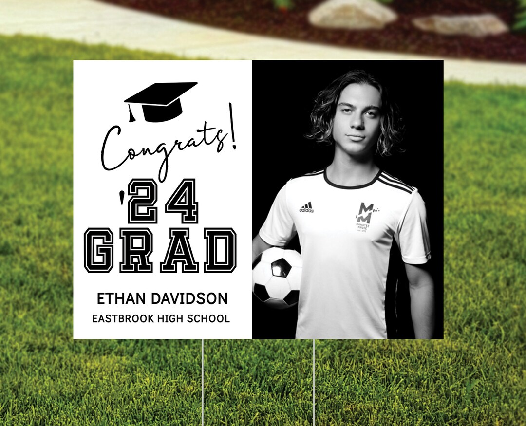 Large Graduation Yard Sign With Photo Outdoor Yard Sign Senior Sign ...