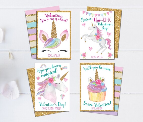 Unicorn Valentine Cards - Instant Download - PRINTABLE - Watercolor ...