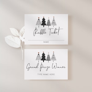 Holiday Party Raffle Ticket - Minimalist Black and White - Christmas ...