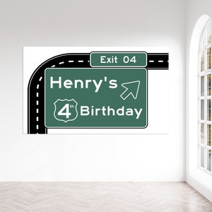 Interstate Birthday Party Banner - Highway Exit Sign, Patrol, Driving ...