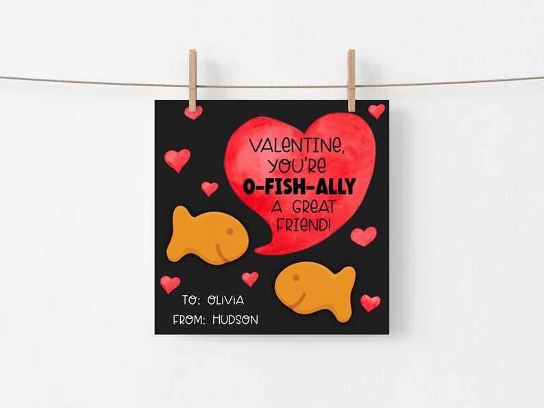 Goldfish Valentine Editable Template Printable Valentine - Etsy