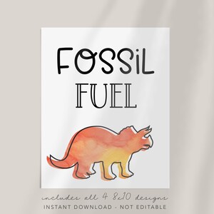 Dinosaur Party Signs - Fossil Fuel - Adopt a Dino - Favor Sign - Dino ...
