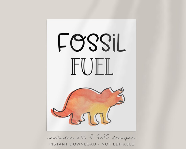 Dinosaur Party Signs - Fossil Fuel - Adopt a Dino - Favor Sign - Dino ...