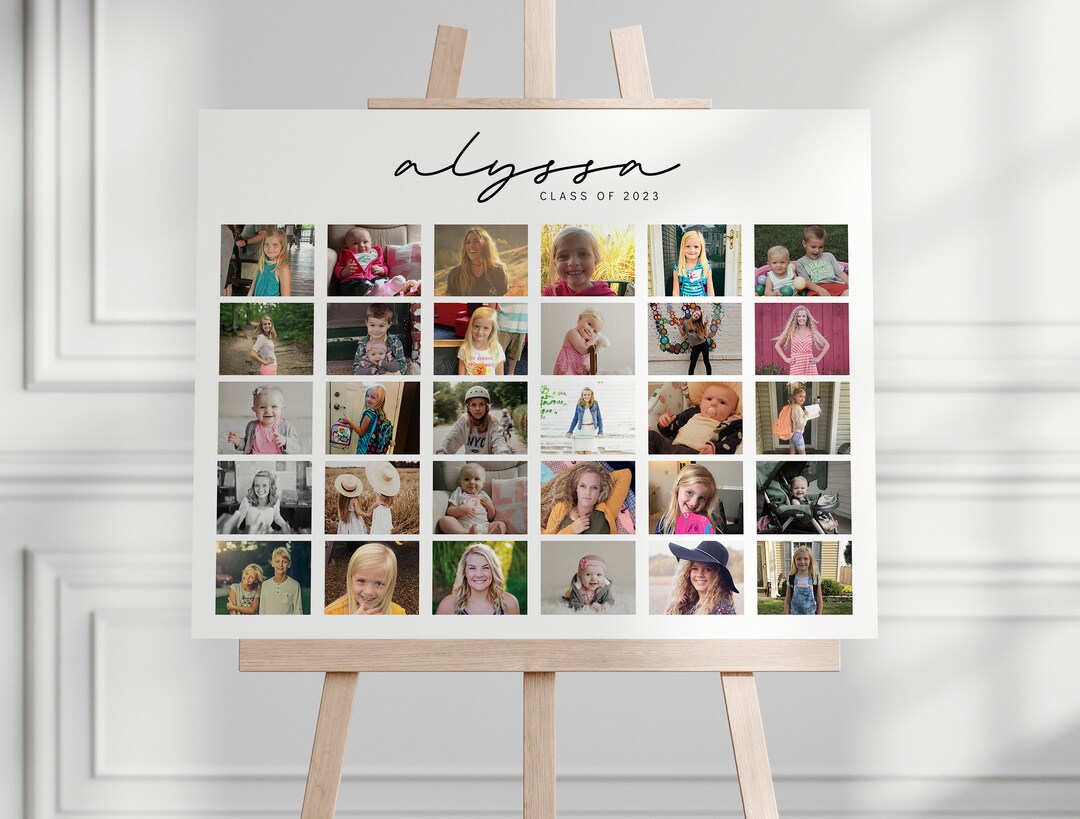 Graduation Photo Collage Template, 30 Pictures, Through the Years Sign ...