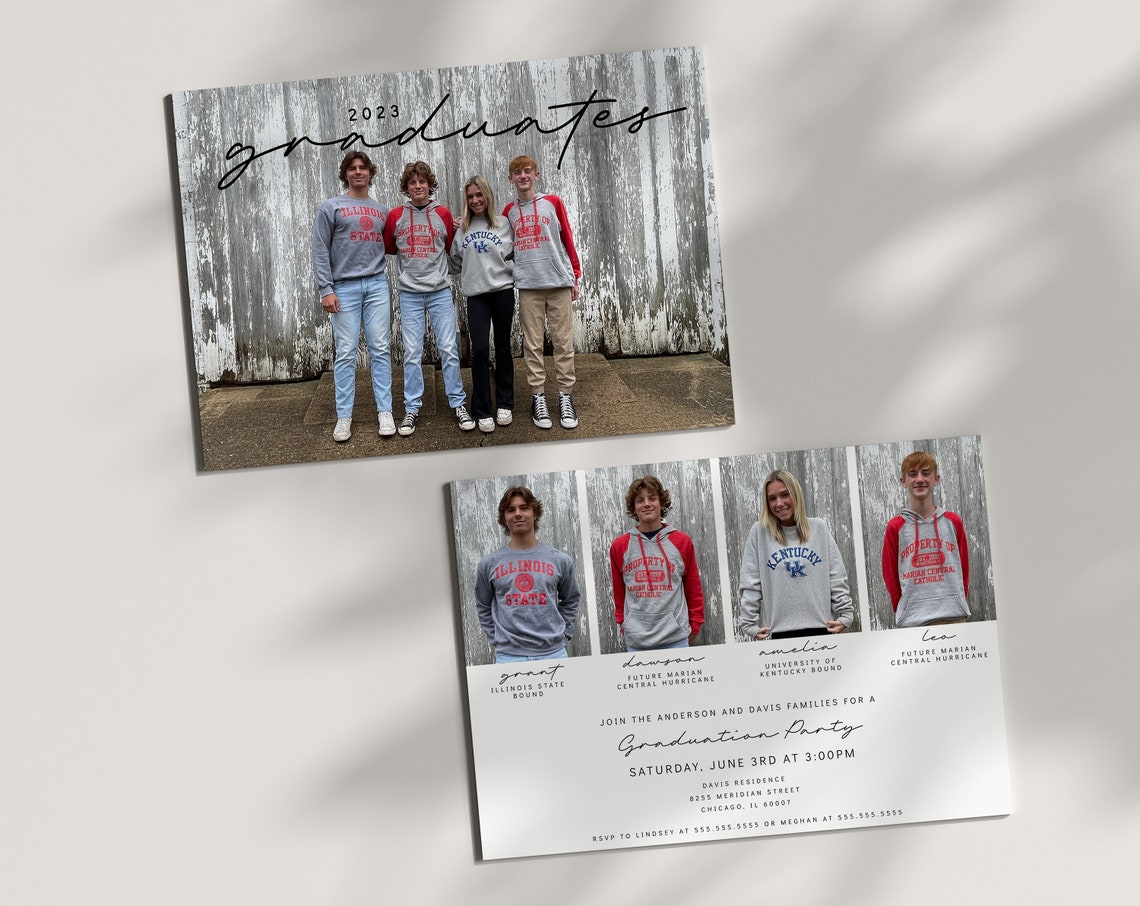 Joint Graduation Party Invitation - Four Person Grad Party Invite ...
