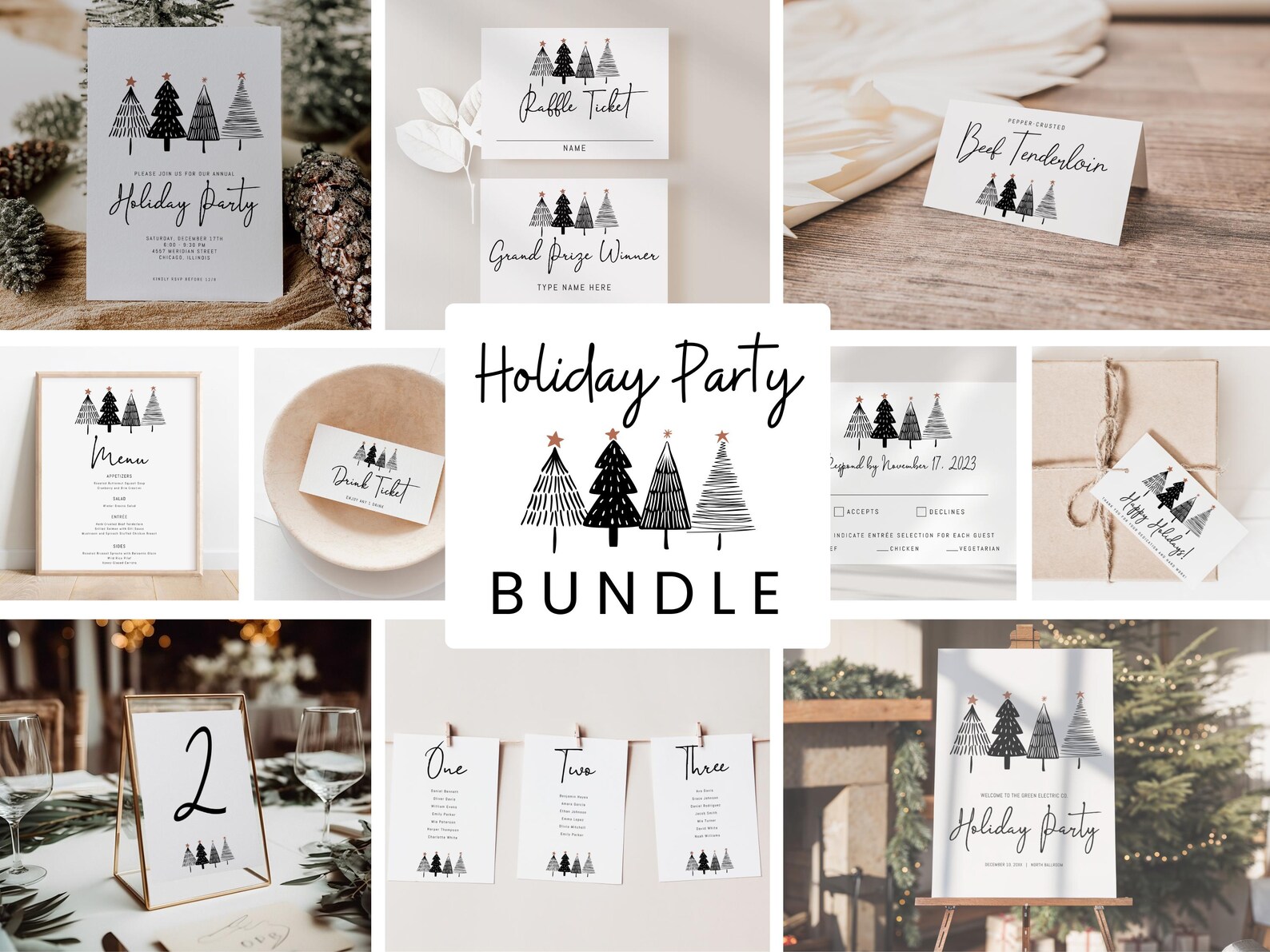 Black and White Christmas Party Sign - Minimalist Holiday Party Custom ...