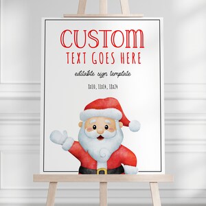 Editable Santa Christmas Party Sign - Santa's Workshop Holiday Welcome ...