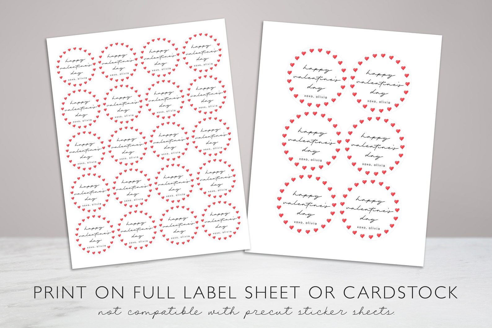 Editable Minimalist Valentine Circle - Tag - Sticker - Printable - 2 ...