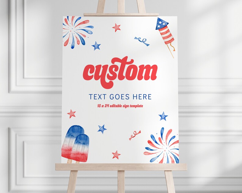 4th of July Custom Sign - Fireworks and Popsicles Sign - Red White Due ...
