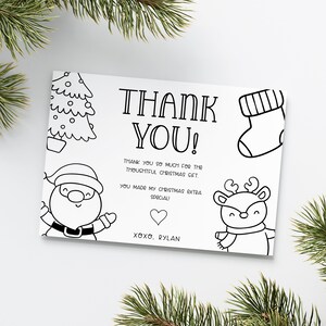 Editable Kids Christmas Thank You Card - Coloring - Personalized - DIY ...