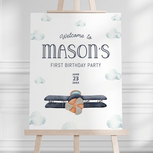 Airplane Birthday Invitation - Vintage, Retro, Fly on Over, Editable ...