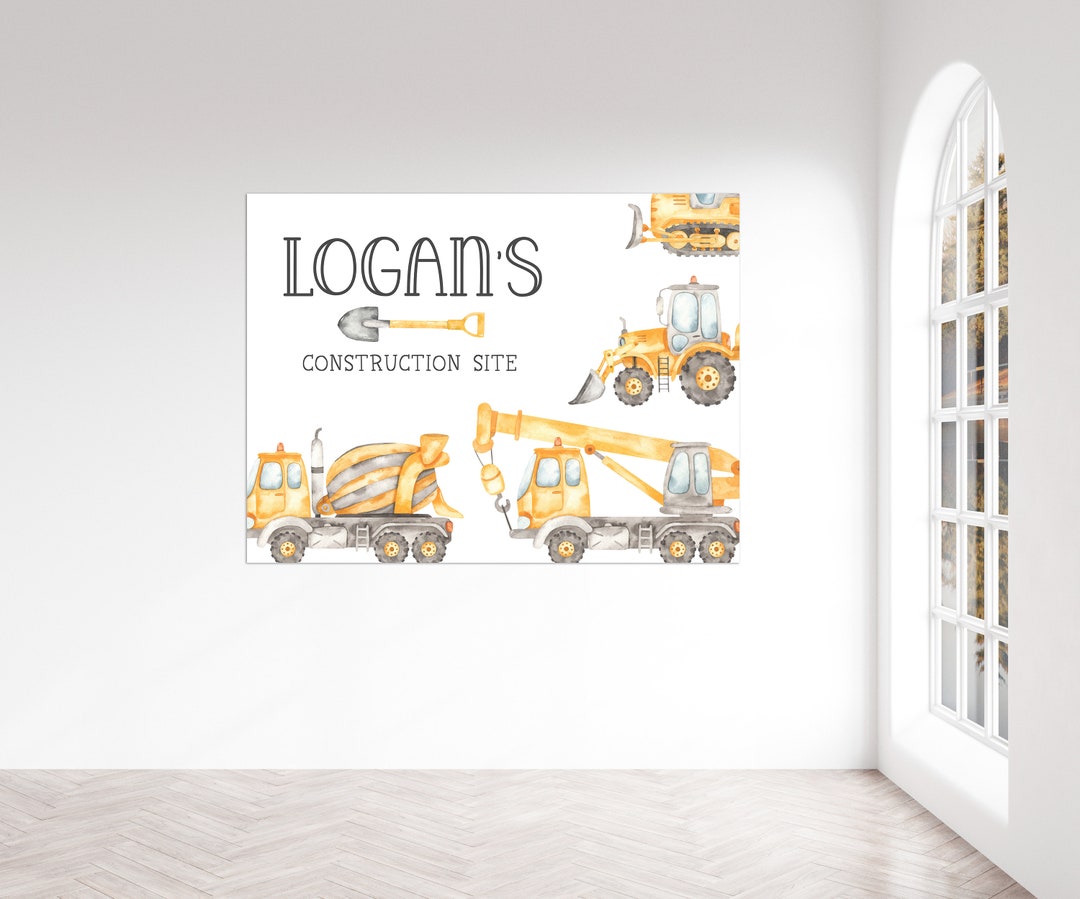 Construction Party Backdrop - Construction Site Poster - Personalized ...