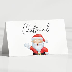 Editable Santa Christmas Party Food Tent Cards, Place Card, Holiday ...