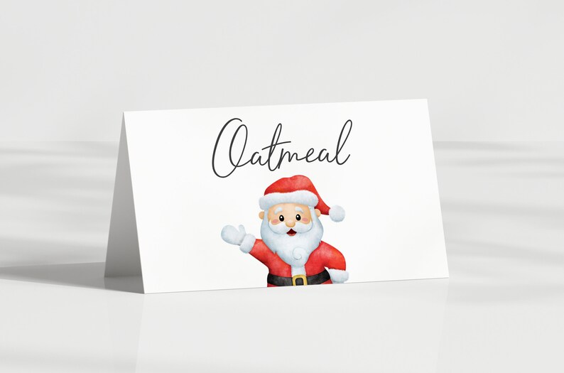 Editable Santa Christmas Party Food Tent Cards Place Card - Etsy
