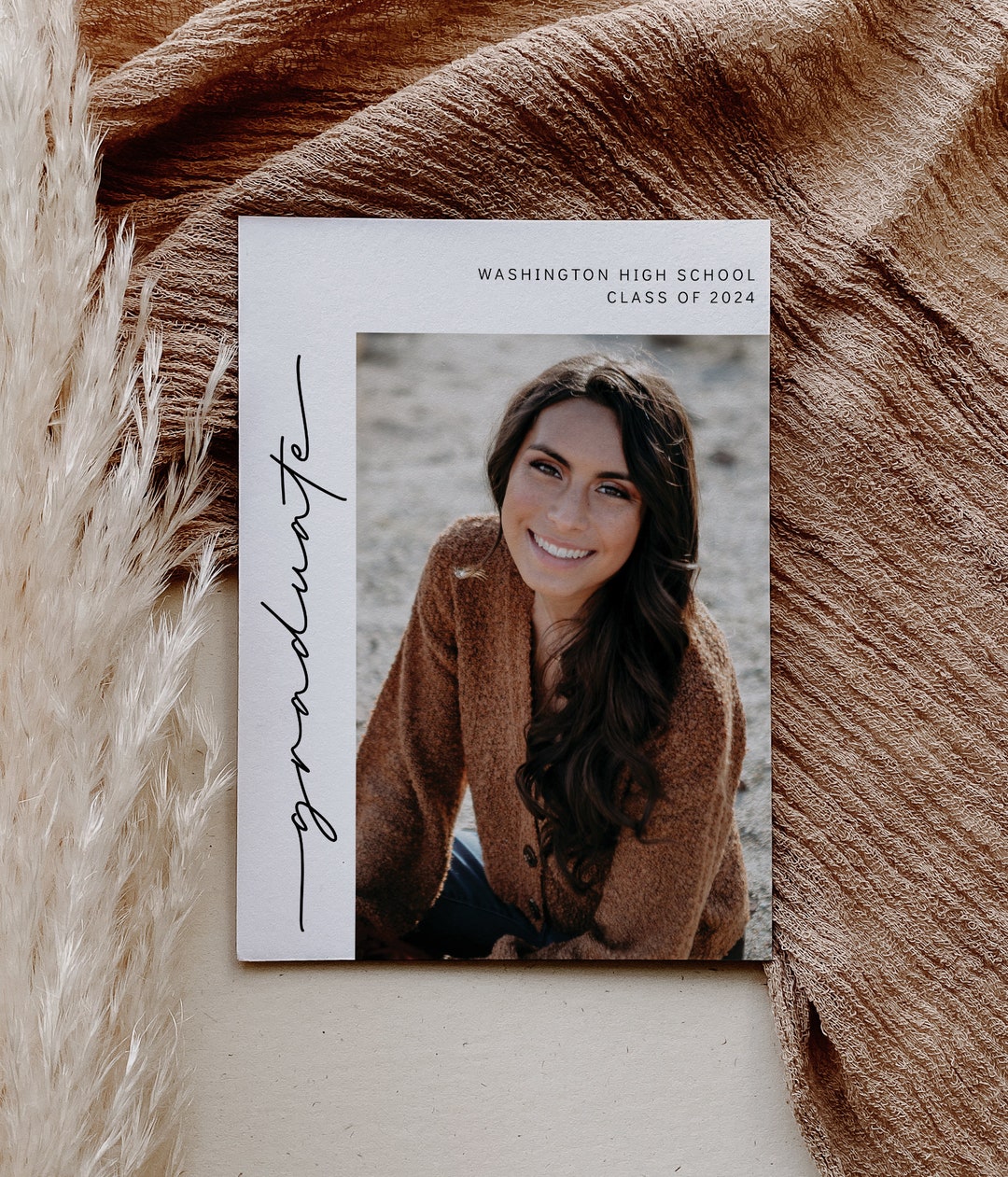 Minimalist Graduation Invitation With Photos - Black and White Modern ...