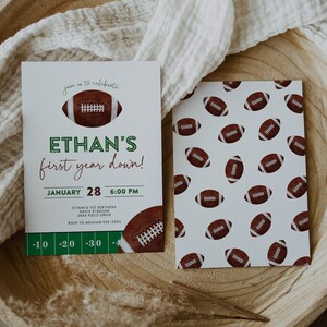 First Year Down Birthday Sign - Football Party Sign - Football Birthday ...