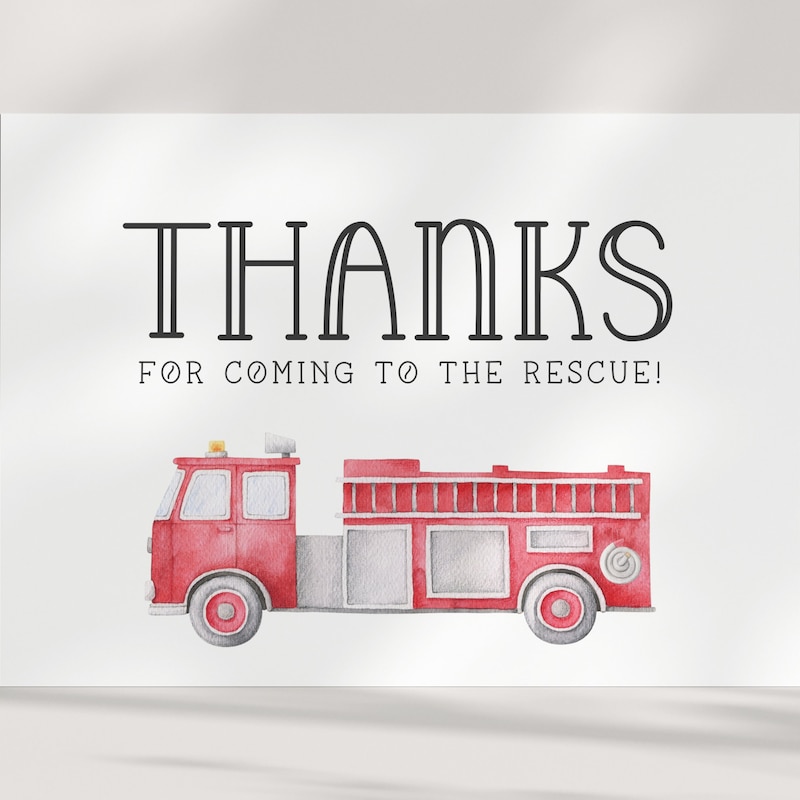 Fire Truck Thank You - Etsy