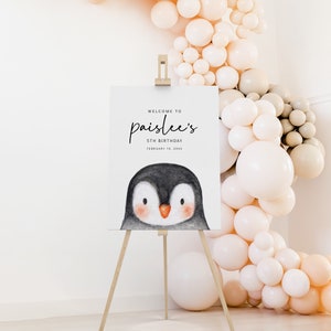 Penguin Party Sign - Penguin Birthday - Arctic Animal - Winter Baby ...