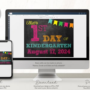 Editable First Day of School Sign, Girl Back to School Sign - 1st Day ...