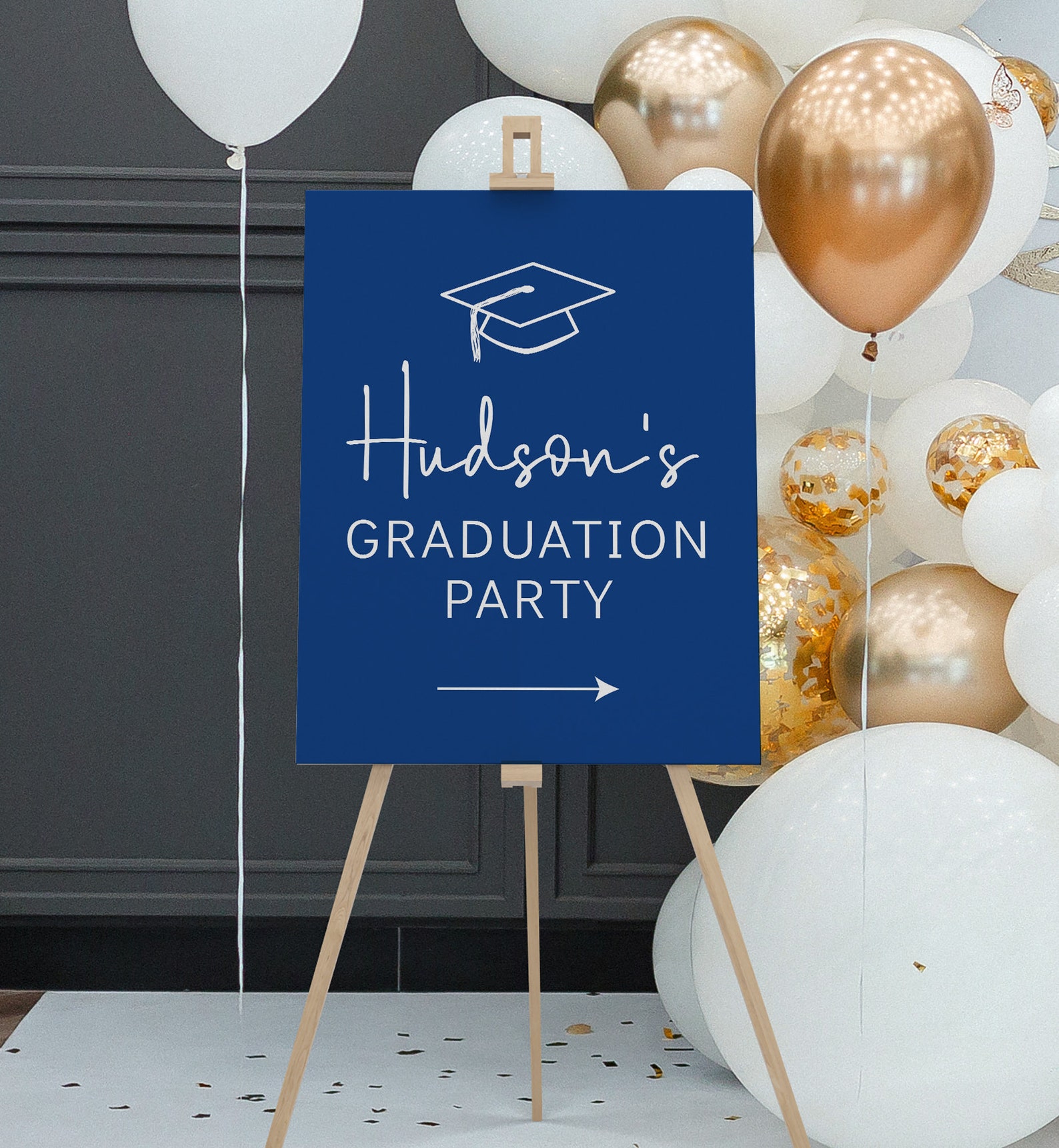 Grad Party Direction Sign, Graduation Party Entrance Sign With Arrow ...