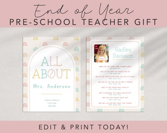 All About My Teacher Printable, Teacher Appreciation Week Template ...