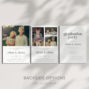 Modern Joint Graduation Party Invitation - Two Person Grad Party Invite ...