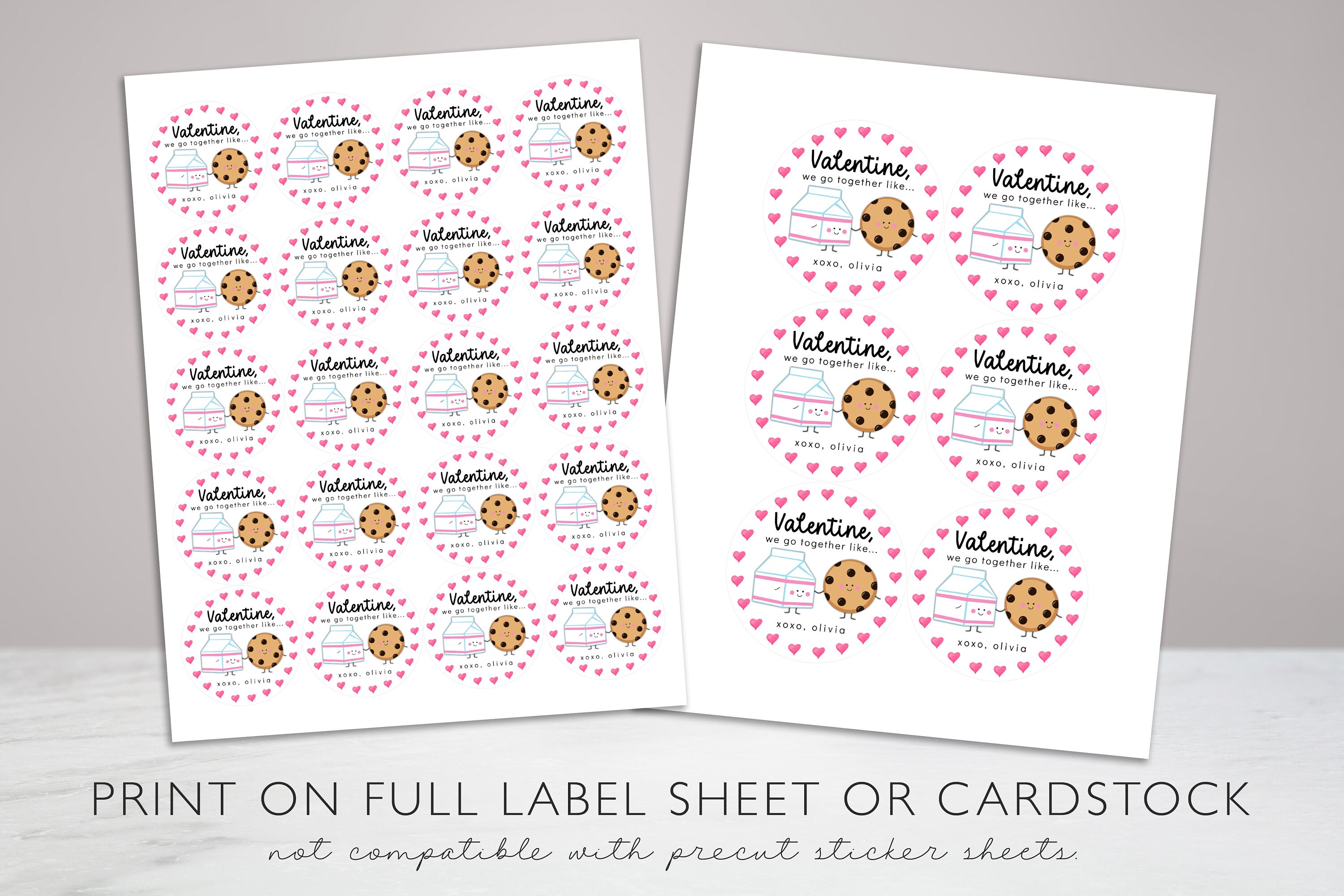 Milk and Cookie Valentine Circle - Print as Tag or Sticker - Editable ...