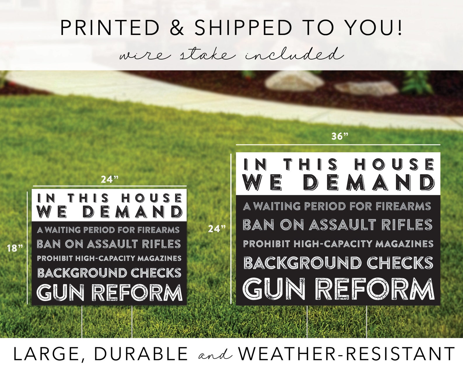 Gun Reform Yard Sign, in This House, Gun Control Protest Sign, Anti Gun ...
