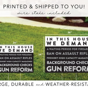 Gun Reform Yard Sign, in This House, Gun Control Protest Sign, Anti Gun ...