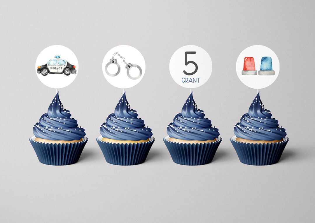Police Cupcake Topper - Cop Birthday Party - Policeman - Emergency ...
