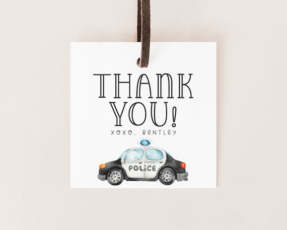 Police Party Favor Tag - Policeman Birthday - Cop - Police Car ...