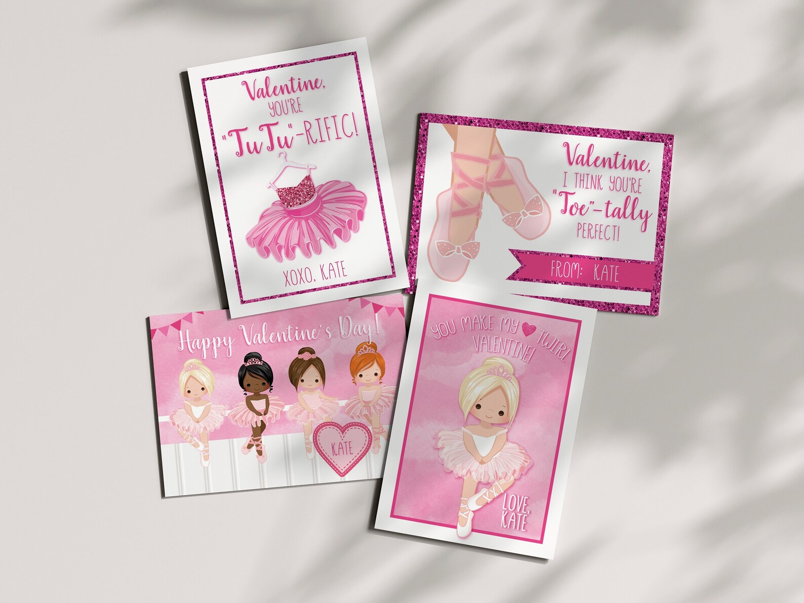 Ballerina Valentine Cards - Instant Download PRINTABLE - Tutu Dance ...
