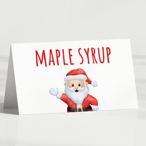 Editable Santa Christmas Party Food Tent Cards, Place Card, Holiday ...
