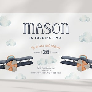 Airplane Birthday Invitation Vintage Retro Fly on Over - Etsy