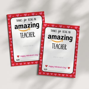 Teacher Valentine's Gift - Amazon Gift Card Holder - Printable ...