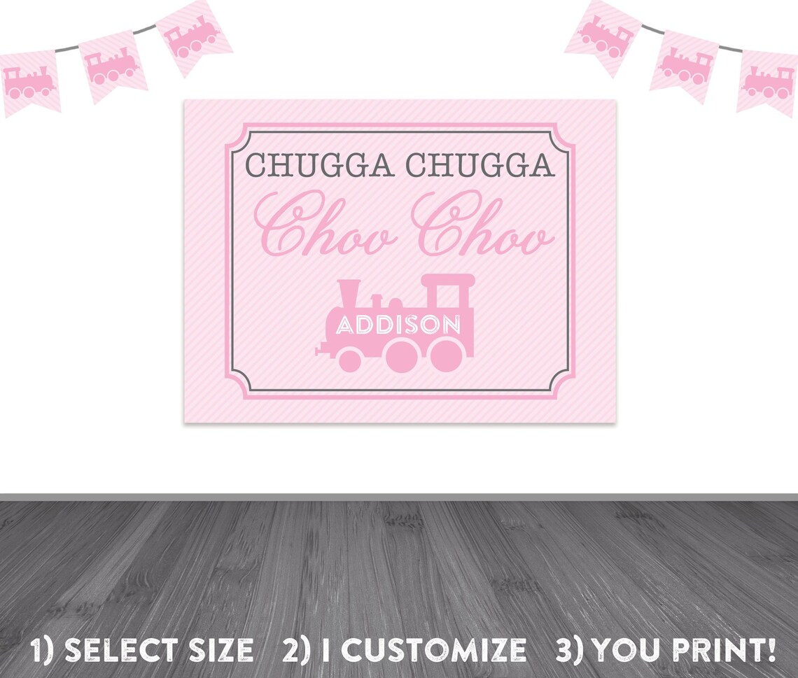 Pink Train Party Backdrop Girl Birthday Train Poster - Etsy