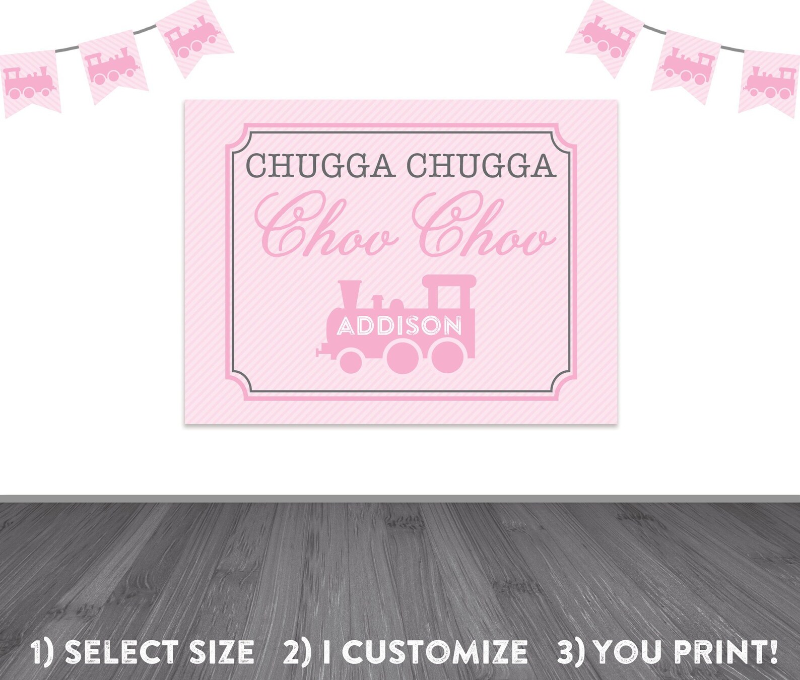 Pink Train Party Backdrop Girl Birthday Train Poster - Etsy