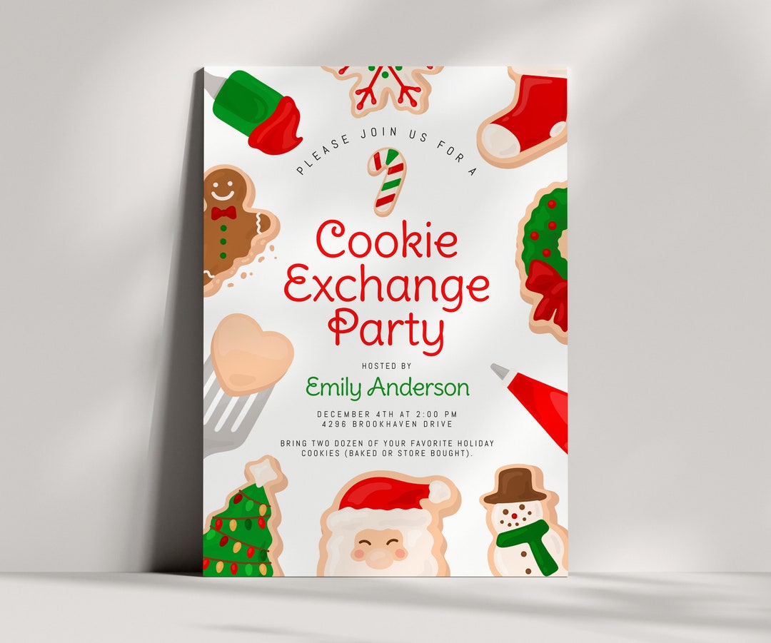 Christmas Cookie Exchange Invitation, Holiday Cookie Swap Party Invite ...