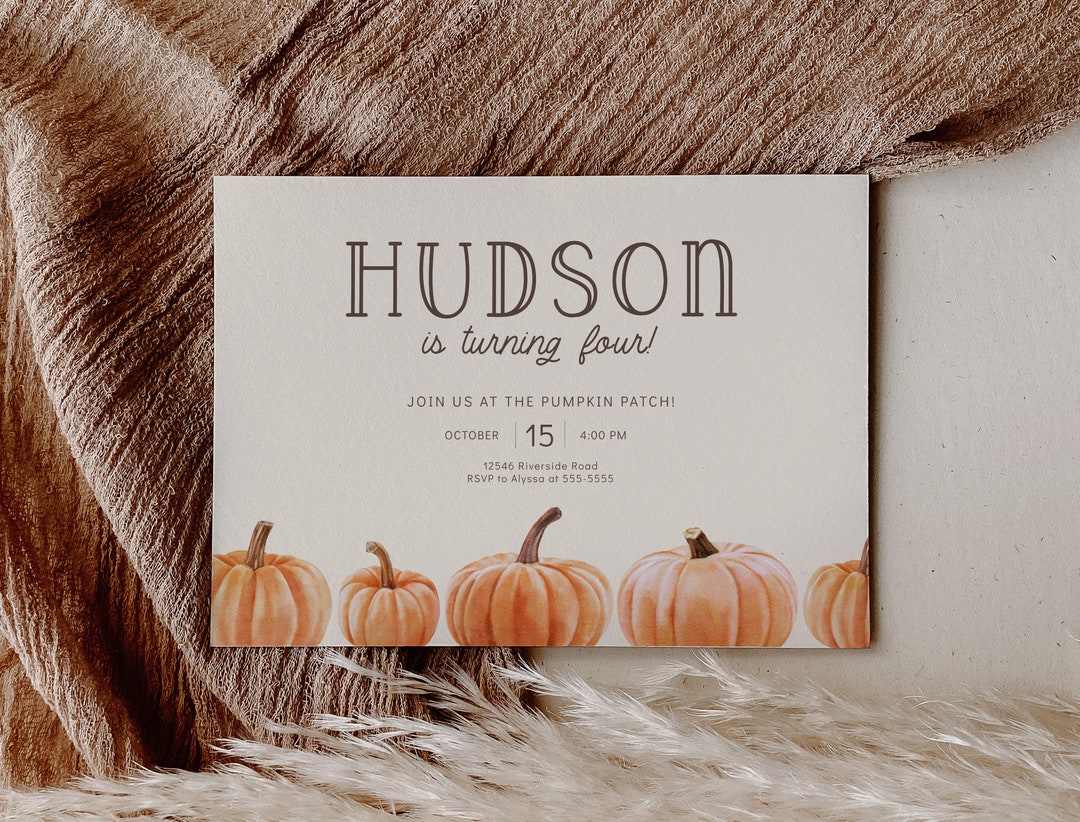 Pumpkin Birthday Invitation - Kids Birthday - October Fall Birthday ...