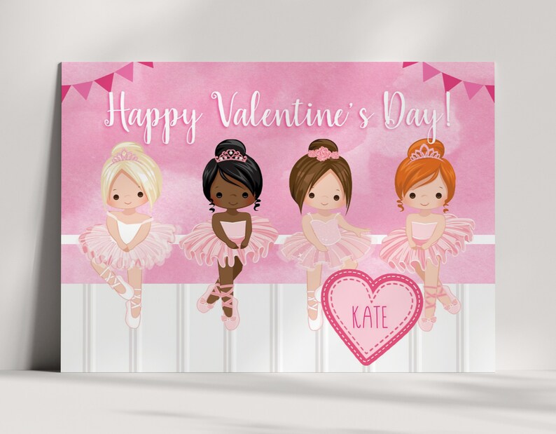 Ballerina Valentine Cards - Instant Download PRINTABLE - Tutu Dance ...