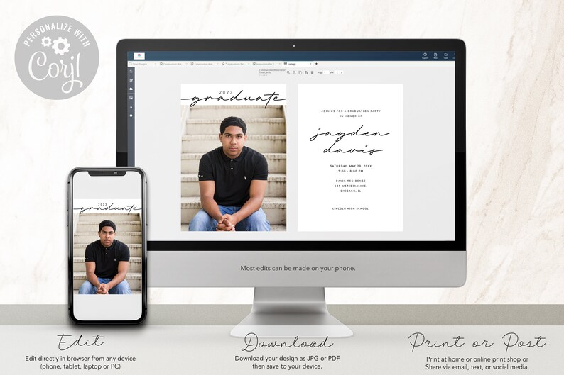 Minimalist Graduation Invitation - Graduation Announcement Photo - Grad ...