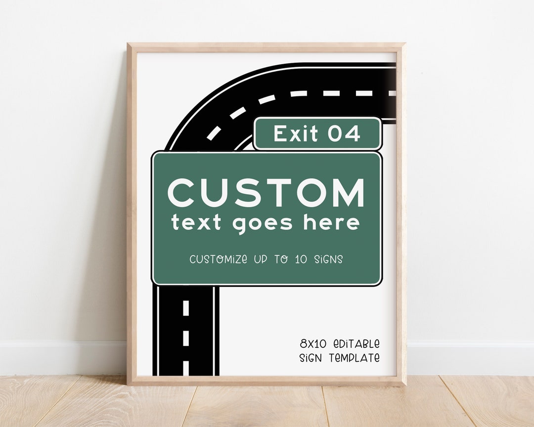 Interstate Birthday Party Banner - Highway Exit Sign, Patrol, Driving ...