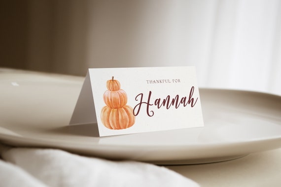 EDITABLE Thanksgiving Place Cards, Thankful for, Guest Name, Food Tent ...