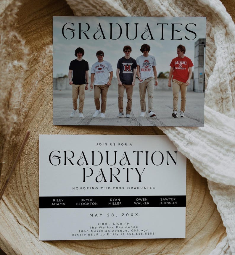 Joint Graduation Party Invitation for 2, 3, 4 or 5 Person - Joint Grad ...